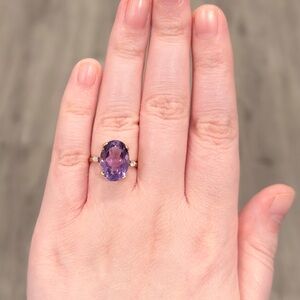 Jewelry | Vintage 14k Gold Amethyst Ring Diamond Accent Solitaire Size ...